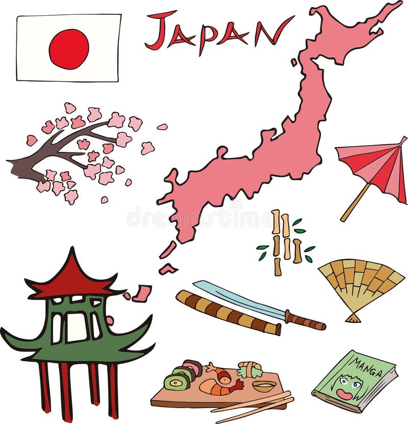 The Set of National Profile of the Japan Stock Vector - Illustration of ...