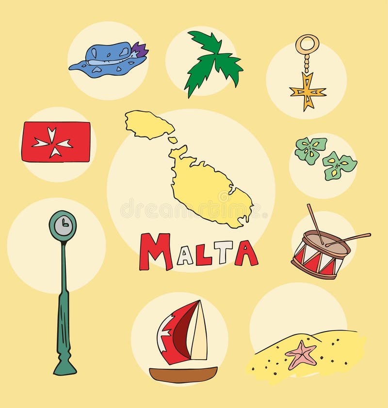 The Set of National Profile of the Malta Stock Vector - Illustration of ...