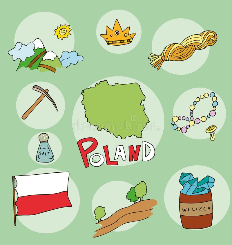 The Set of National Profile of the Poland Stock Vector - Illustration ...