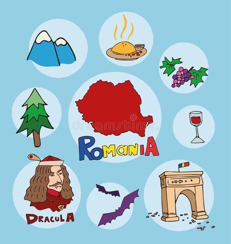 The Set of National Profile of the Romania Stock Vector - Illustration ...