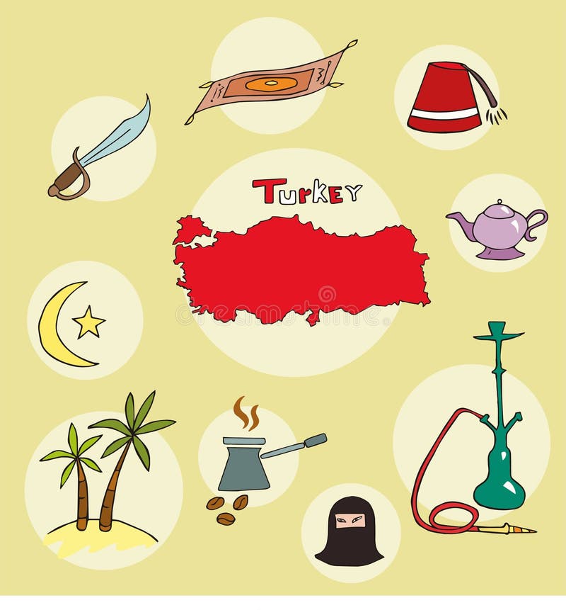 The Set of National Profile of the Turkey Stock Vector - Illustration ...