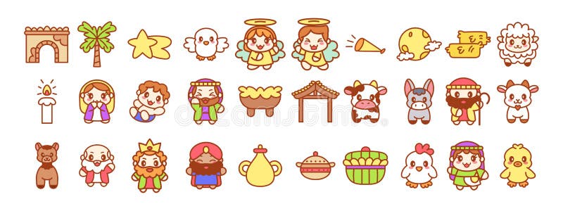 Nativity Icon or Symbol Set Stock Vector - Illustration of clip, holy ...