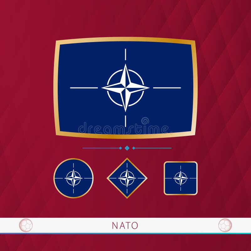 Set of Nato Flags with Gold Frame for Use at Sporting Events on a ...
