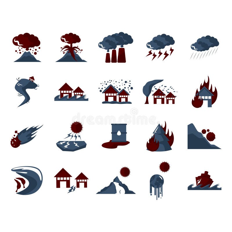 Set of Natural Disaster Icons. Vector Illustration Decorative Design ...