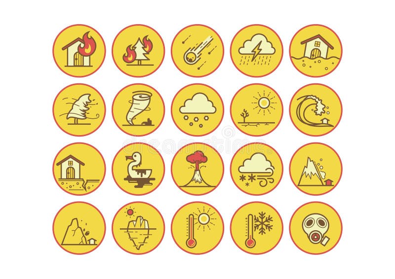 Set of Natural Disaster Icons. Vector Illustration Decorative Design ...