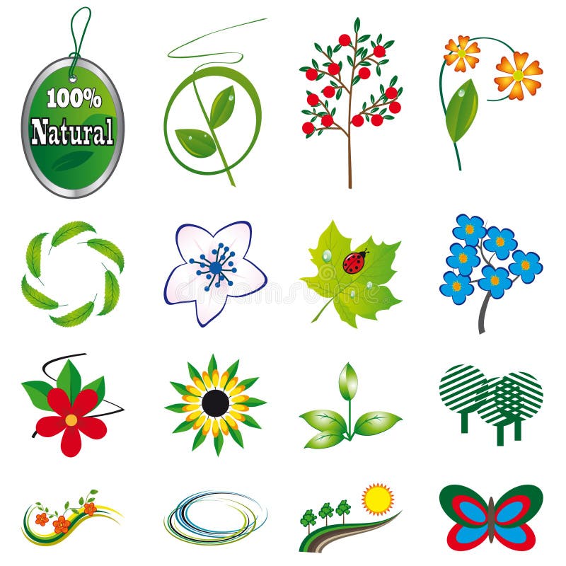 A set of natural elements stock vector. Illustration of decoration ...