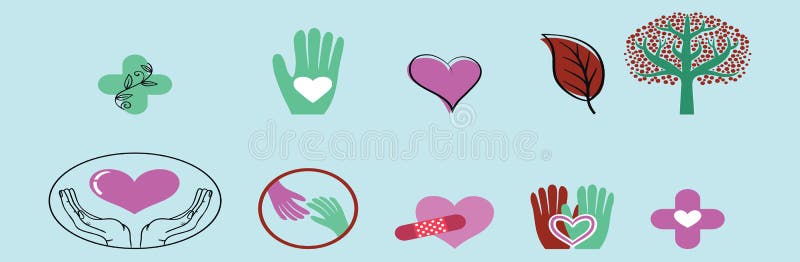 Set of Natural Healing Cartoon Icon Design Template with Various Models ...