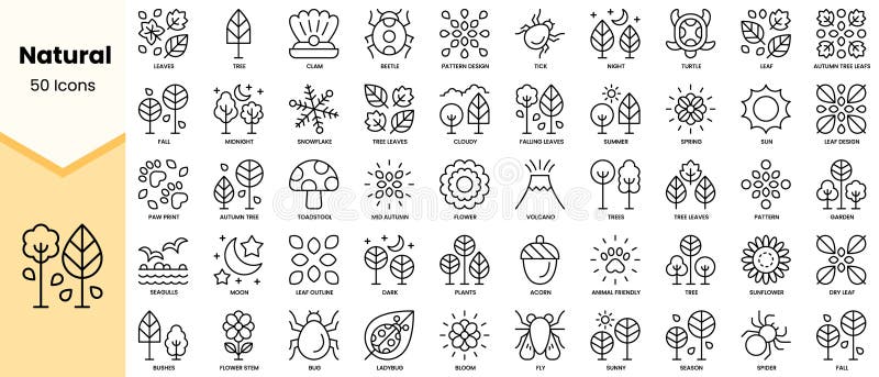 Set of Natural Icons. Simple Line Art Style Icons Pack Stock Vector ...