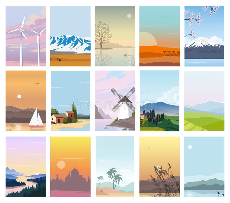 A Set of Natural Landscapes. Template for the Calendar.Vector ...