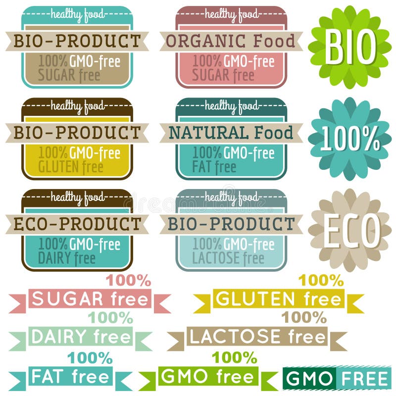 Set of Natural Organic Product Labels and Emblems Stock Vector ...