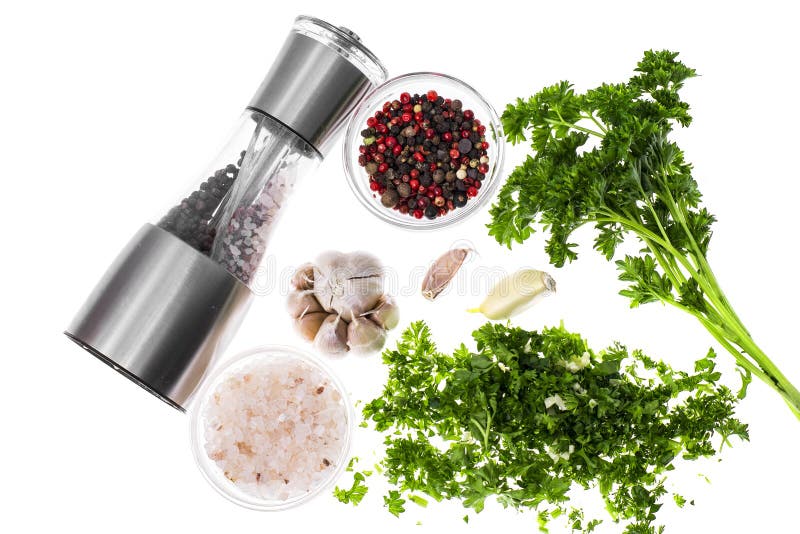 Set of Natural Spices and Herbs for Cooking. Stock Image - Image of ...