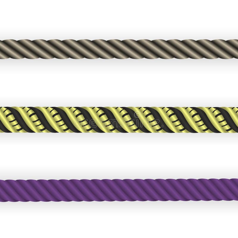 Set of Naturalistic 3D Type Illustration of Twisted Rope. Vector ...