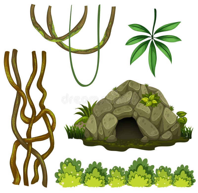 A set of nature cave stock vector. Illustration of clip - 123905856