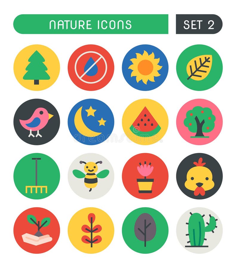 Set of nature icons stock vector. Illustration of blue - 9054420