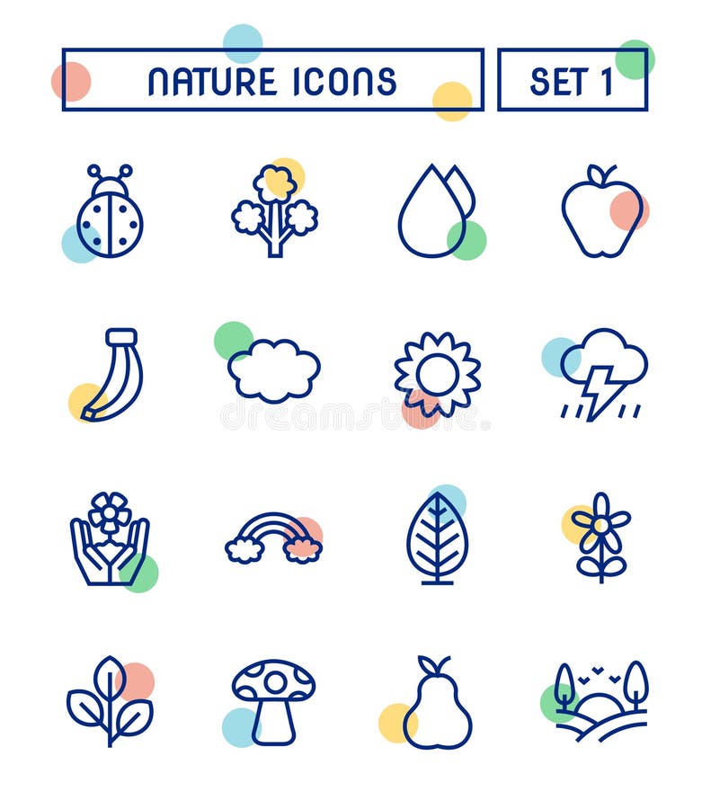 Set of nature icons stock vector. Illustration of blue - 9054420