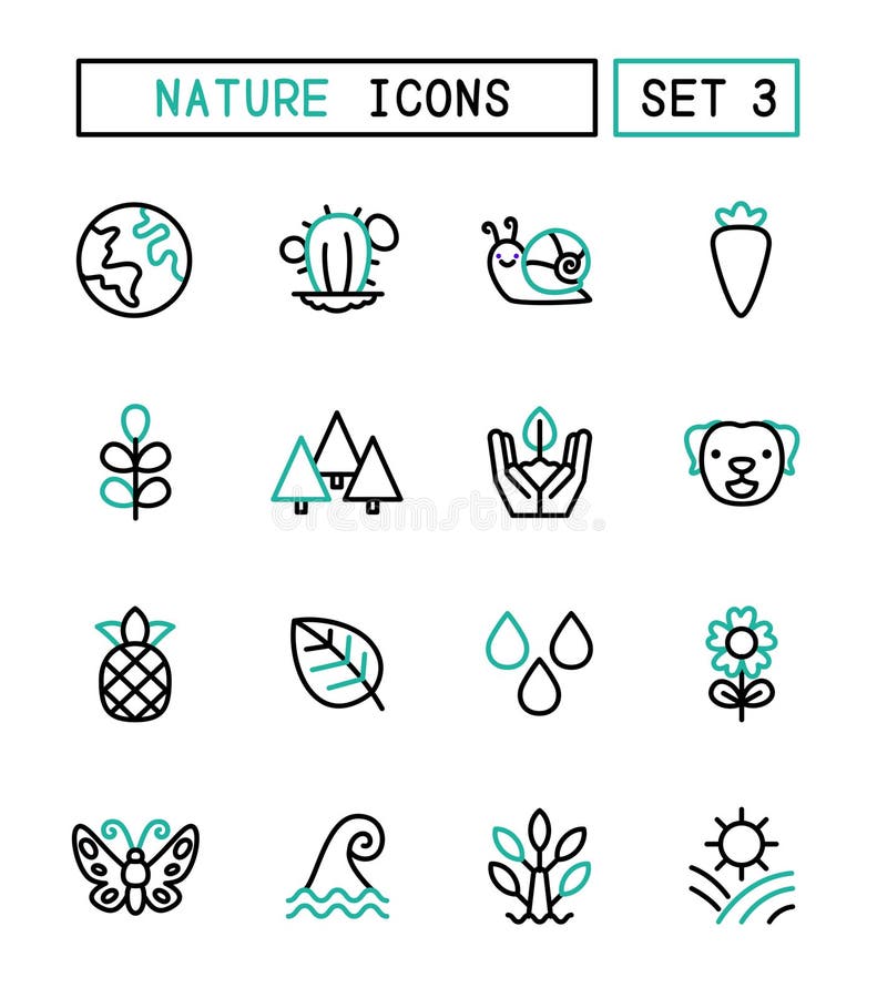 Set of nature icons stock vector. Illustration of blue - 9054420