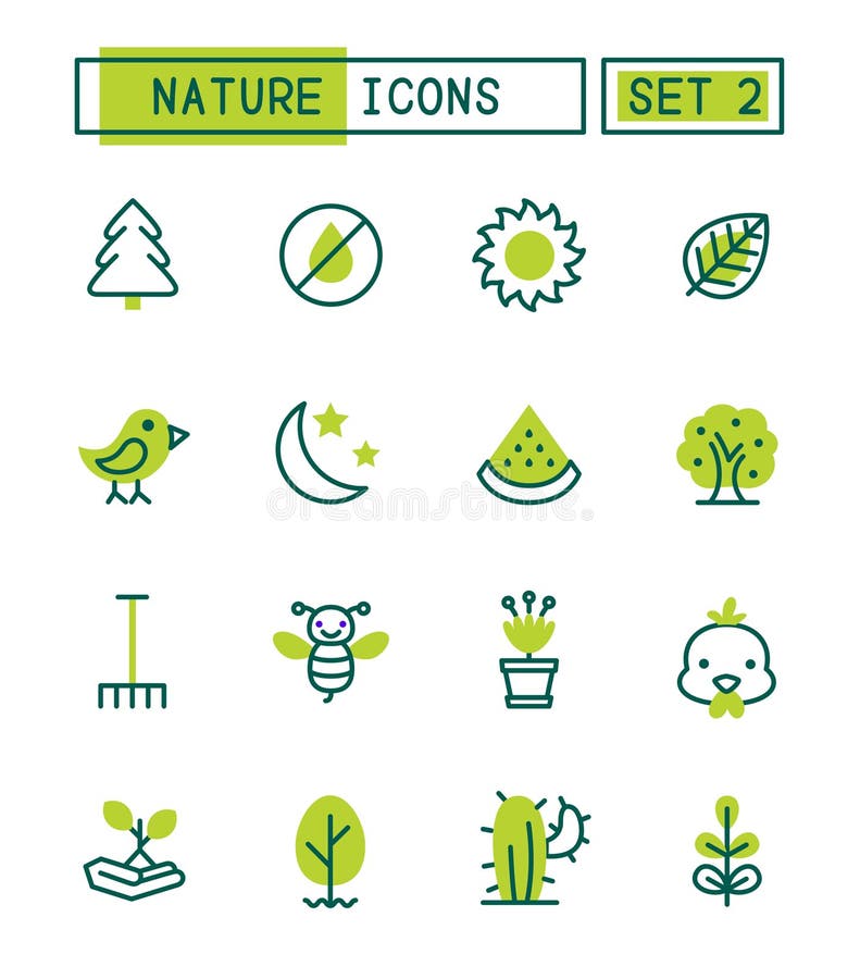 Set of nature icons stock vector. Illustration of blue - 9054420