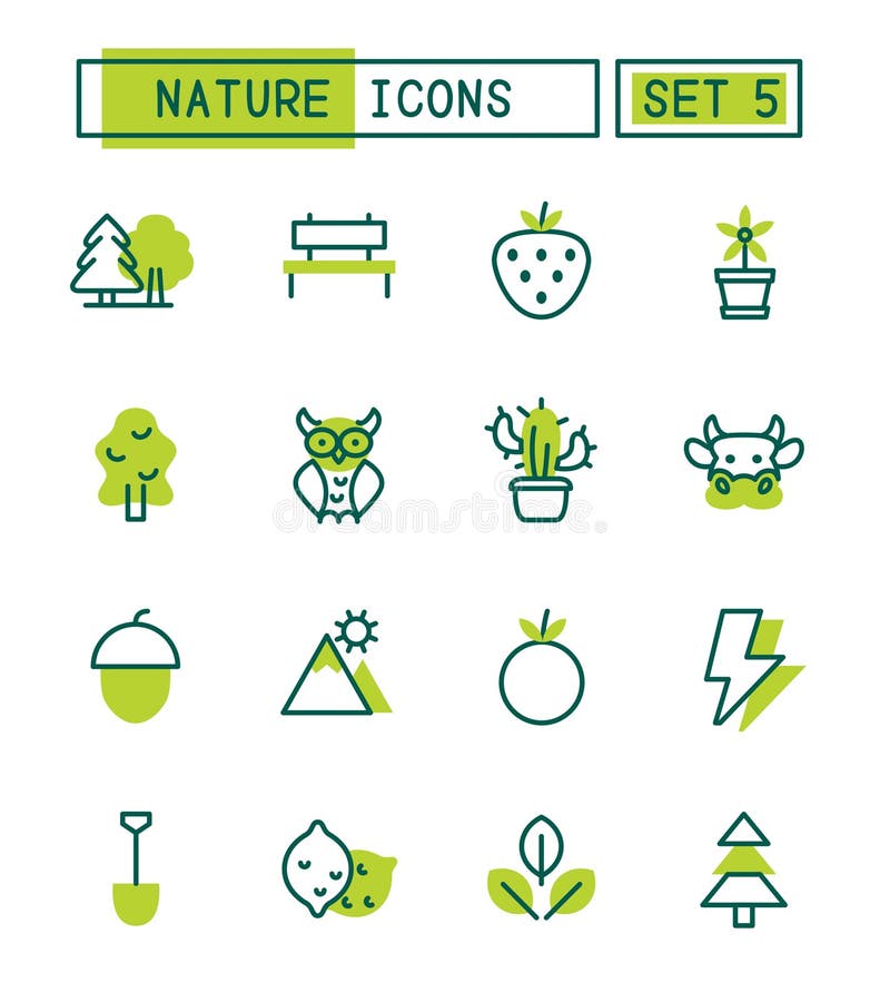 Set of nature icons stock vector. Illustration of blue - 9054420