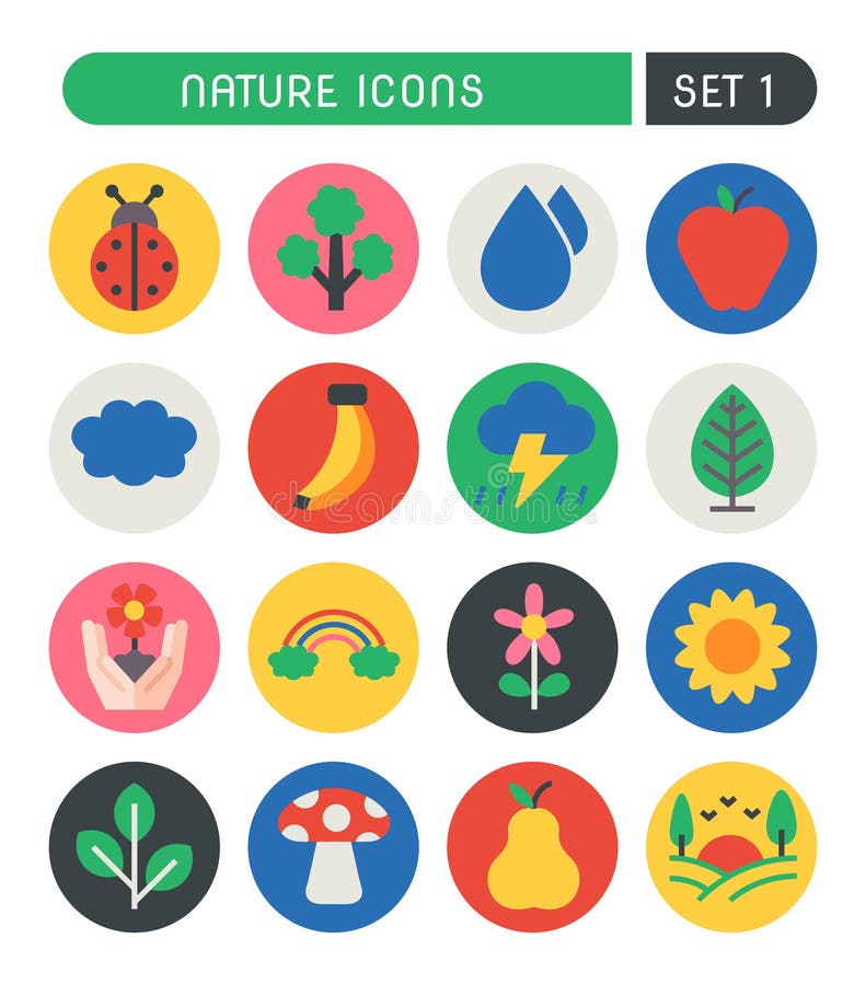 Set of nature icons stock vector. Illustration of blue - 9054420