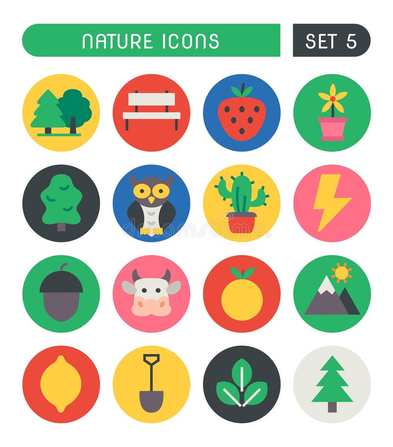 Set of nature icons stock vector. Illustration of blue - 9054420