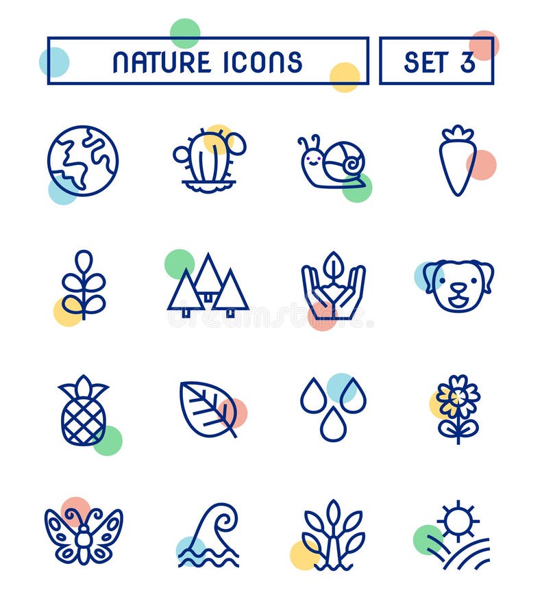 Set of nature icons stock vector. Illustration of blue - 9054420
