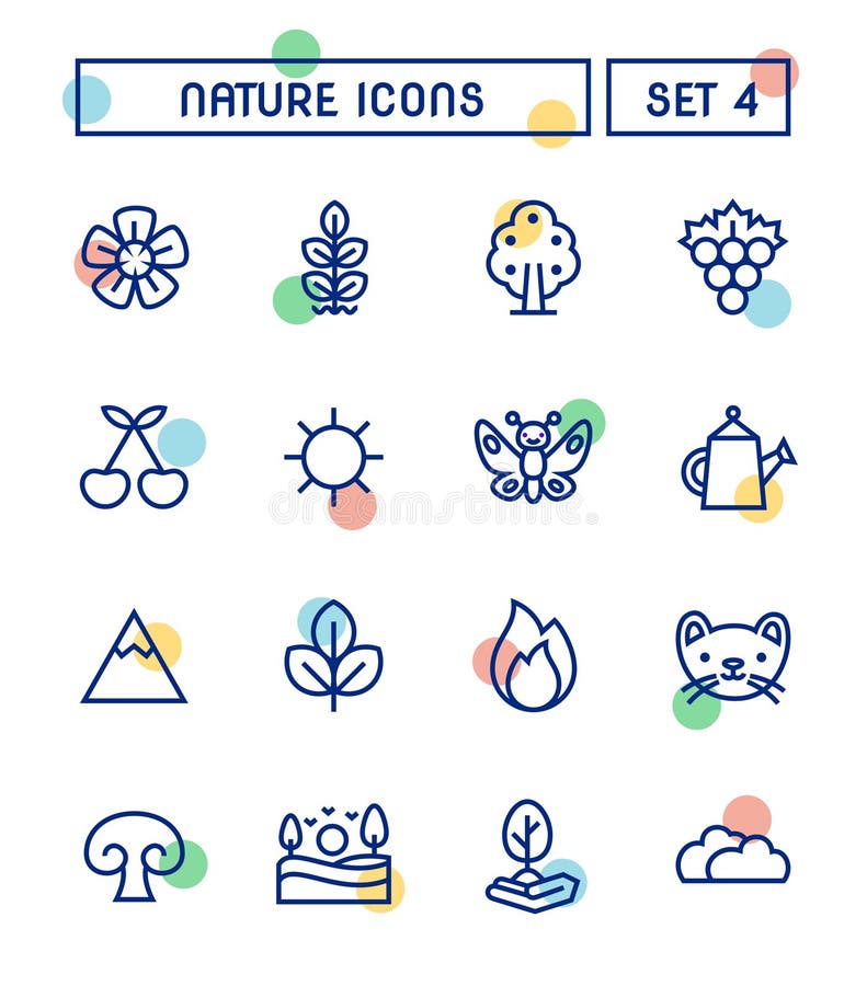 Set of nature icons stock vector. Illustration of blue - 9054420
