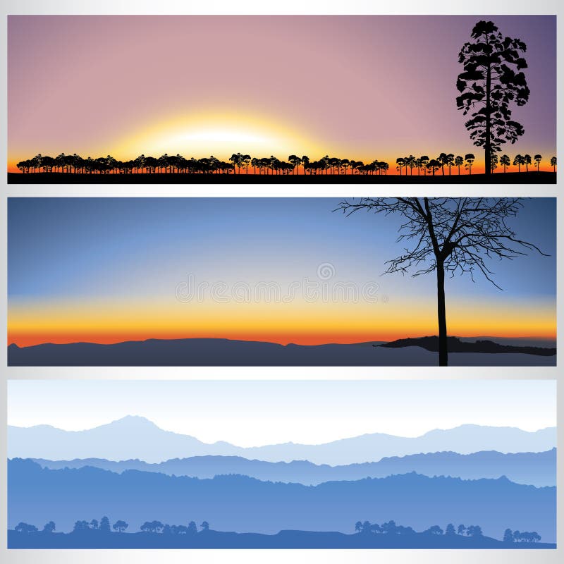 Set of Nature Forest Banners Stock Vector - Illustration of design ...