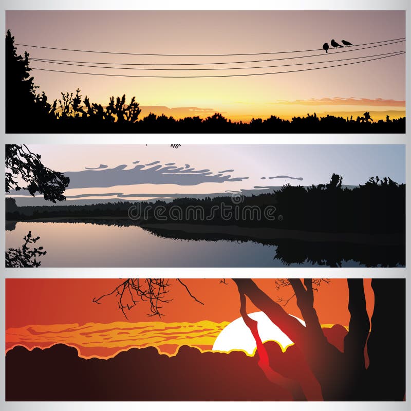 Set of Nature Forest Banners Stock Vector - Illustration of outdoors ...