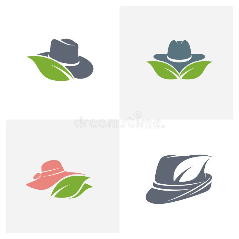 Set of Nature Hat Logo Design Vector Illustration, Creative Hat Logo ...
