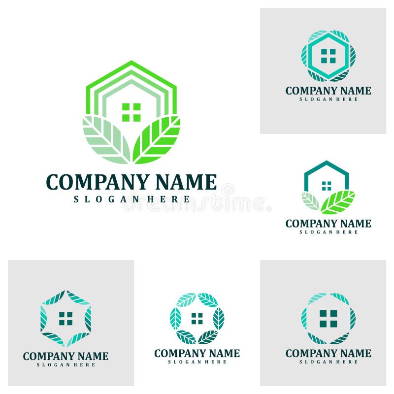 Set of Nature House Logo Design Vector. Creative House Logo Concepts Template Stock Vector ...