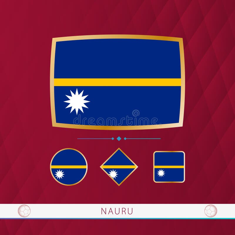 Set of Nauru Flags with Gold Frame for Use at Sporting Events on a ...