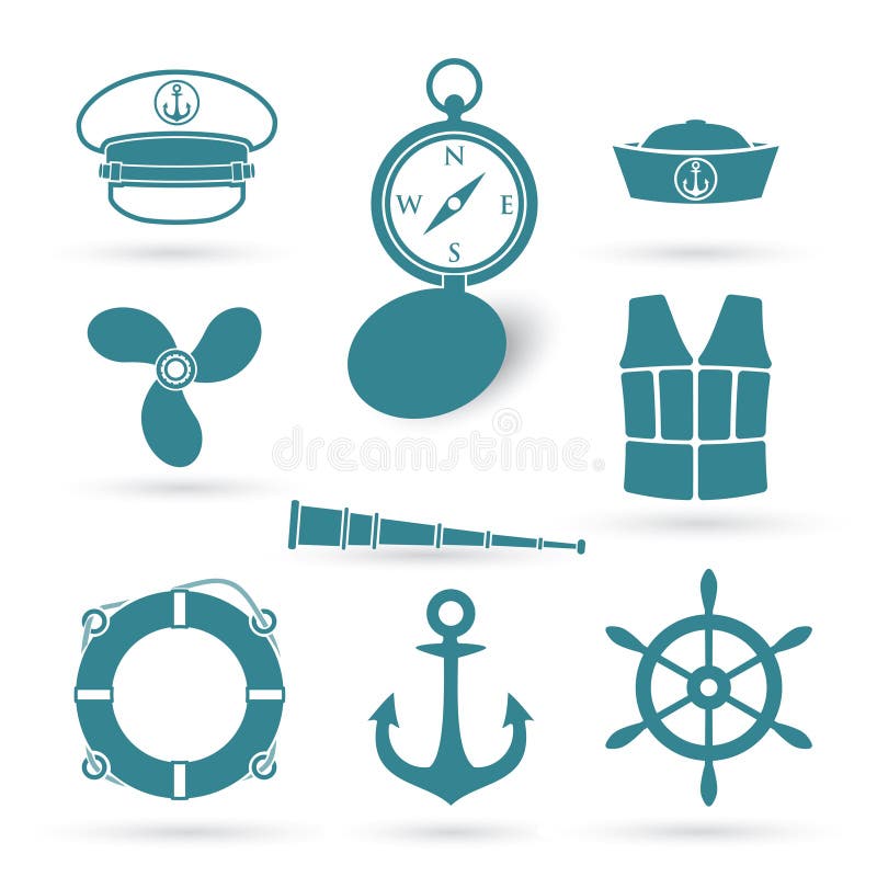 Nautical icons stock vector. Illustration of star, dolphin - 20643677