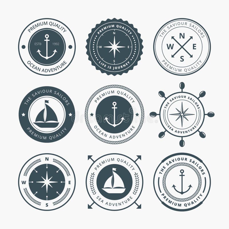 NAUTICAL BADGES DESIGN stock vector. Illustration of ship - 158221516