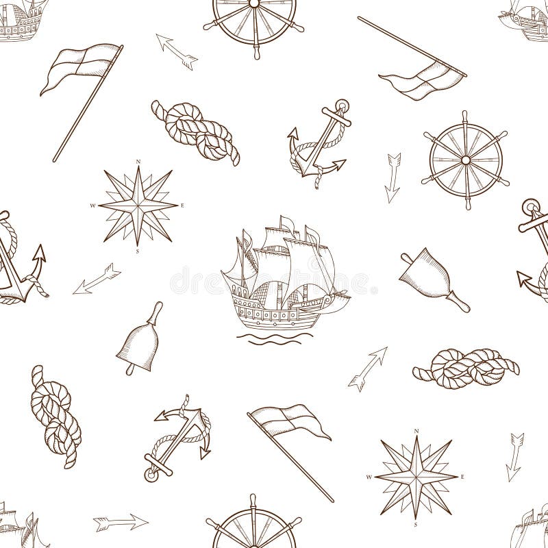 Set of Nautical Design Elements Stock Vector - Illustration of fantasy ...