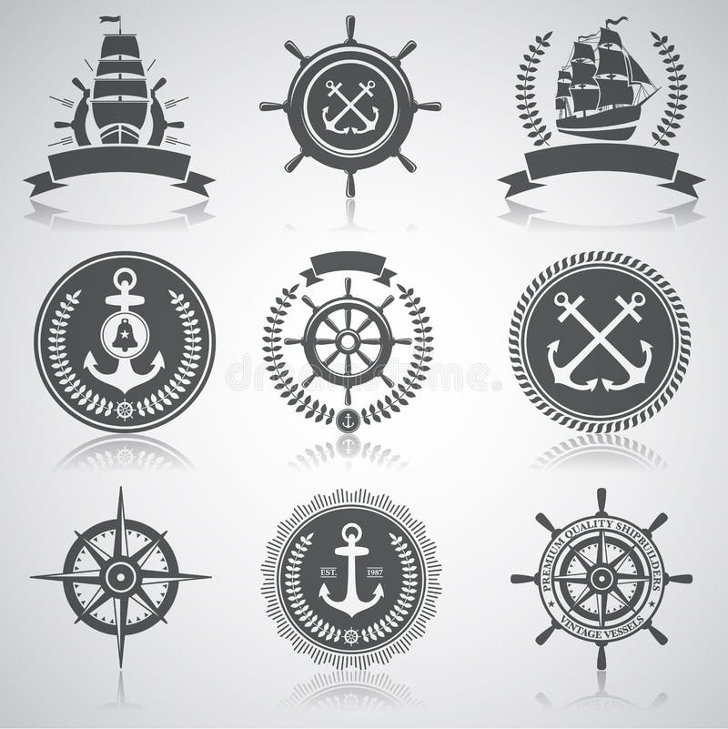 Set of nautical emblems, stock illustration. Illustration of element ...
