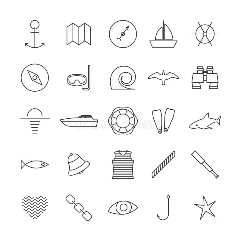 Set of Nautical Icons, Vector Illustration. Stock Vector - Illustration ...