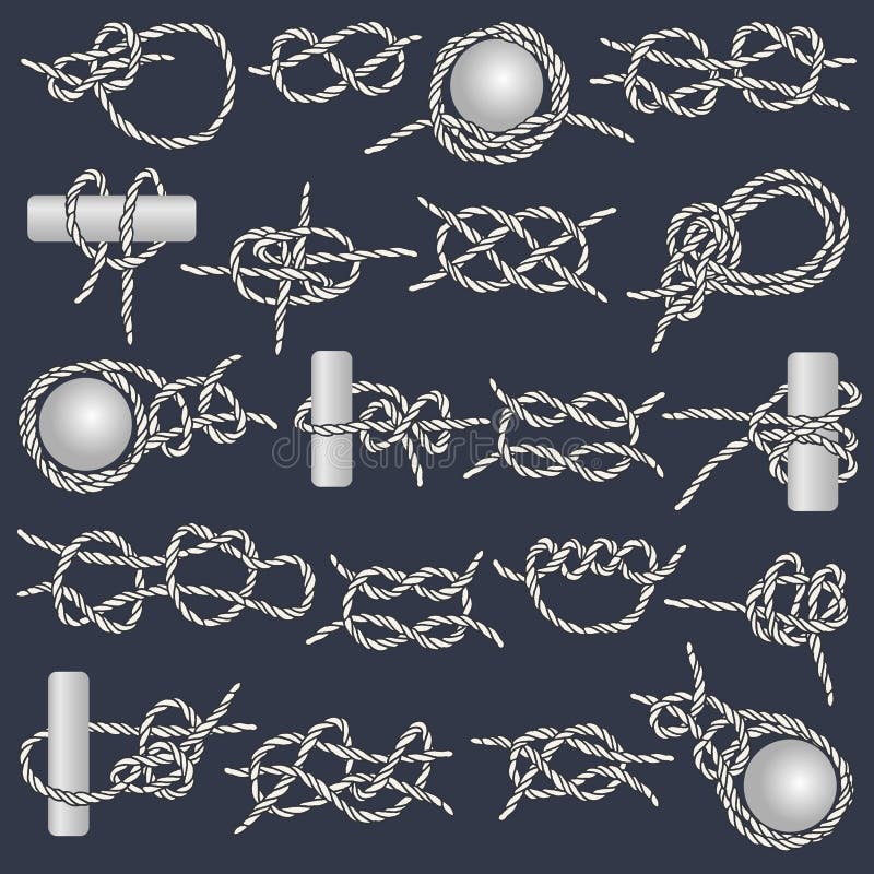 Set of Nautical Rope Knots. Stock Vector - Illustration of knot, sail ...