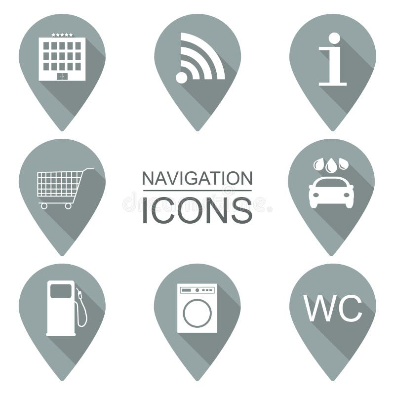 Set of Navigation Icons. Flat Design. Service Industries Stock Vector ...