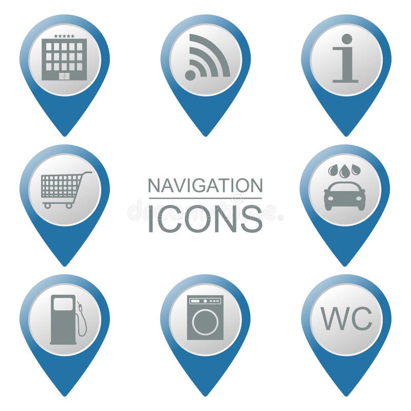 Set of Navigation Icons. Flat Design. Public Institutions Stock Vector ...