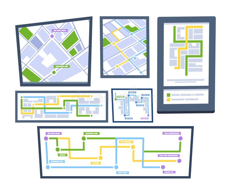 Set of Navigation Maps Displayed on Different Digital Devices ...
