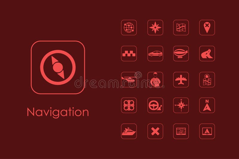 Set of Navigation Simple Icons Stock Vector - Illustration of pictogram ...