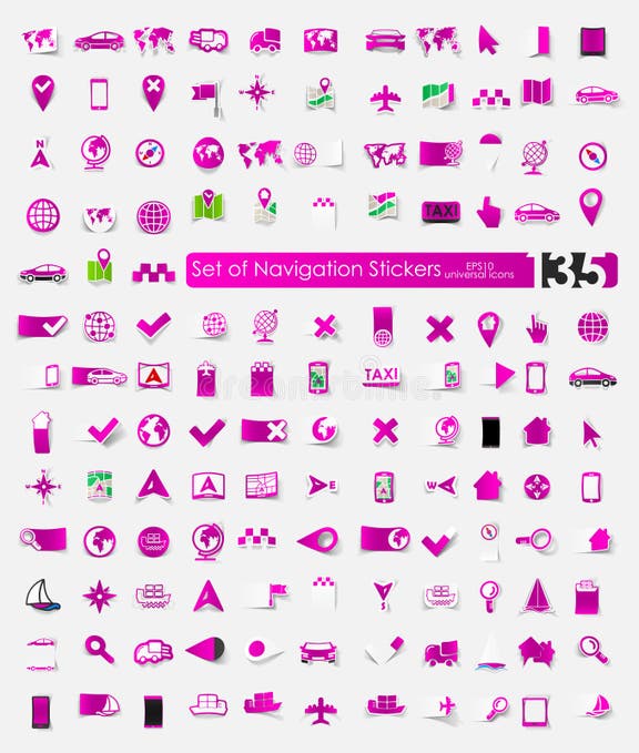 Set of navigation stickers stock vector. Illustration of landmark ...