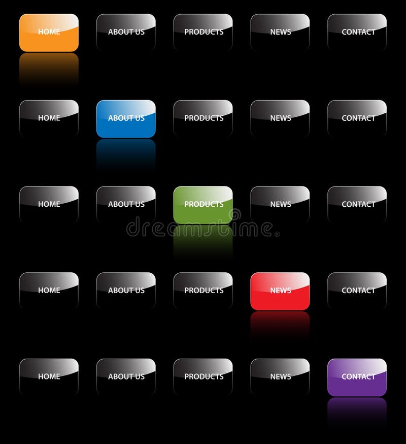 Web Navigation Tabs Buttons Gradient Vector Template Bar Menu Tab Website Element Ui Site