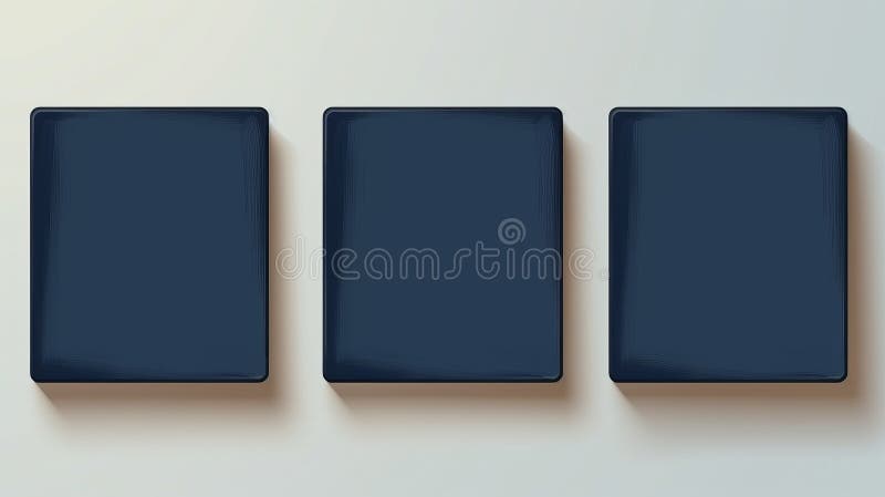Set of 4 Navy Colored Rectangle Paintings on Olive Background Stock ...