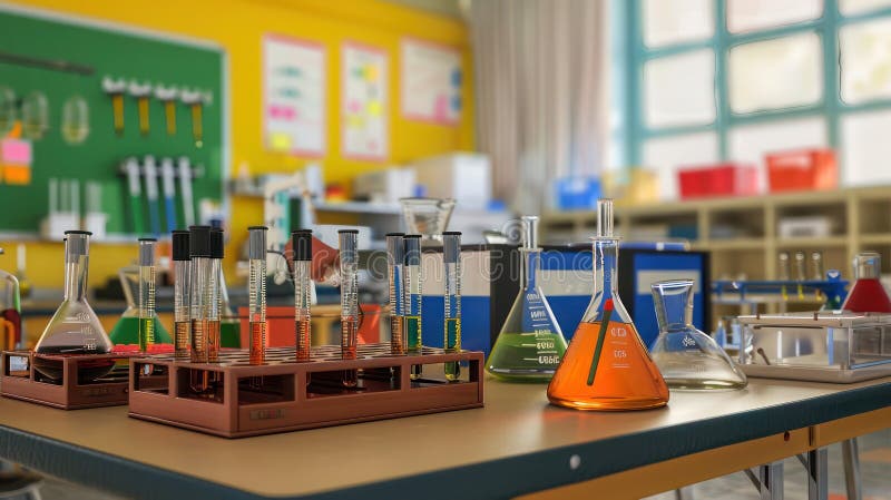 A Set of Neatly Organized Lab Equipment on a Table in a Science ...