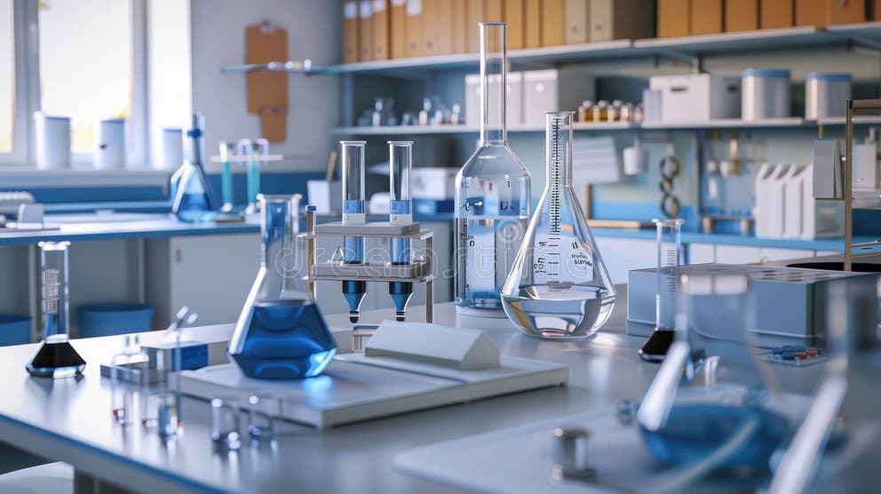 A Set of Neatly Organized Lab Equipment on a Table in a Science ...