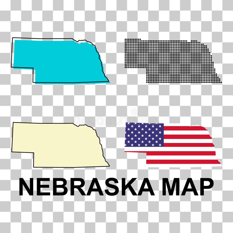 Set of Nebraska Map, United States of America. Flat Concept Icon Vector ...