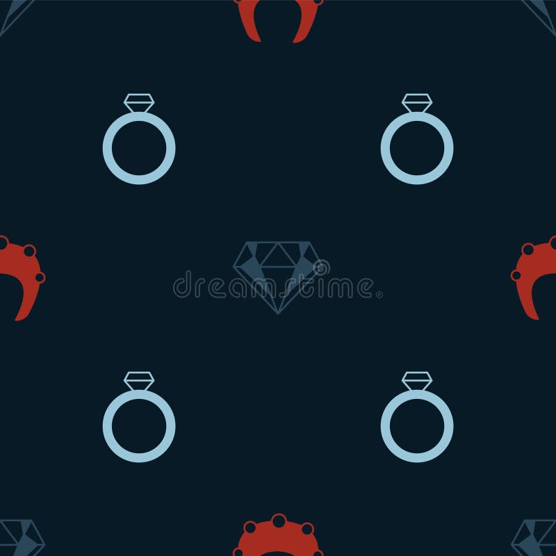 Set Necklace, Diamond and Engagement Ring on Seamless Pattern. Vector ...