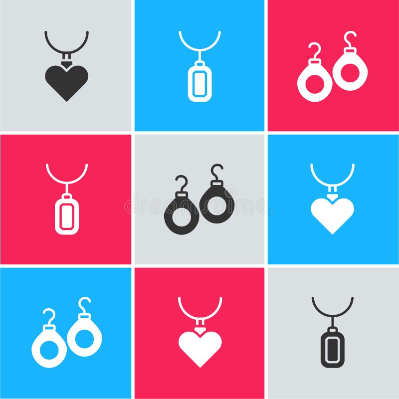 Set Necklace with Heart Shaped Pendant, Pendant on Necklace and ...