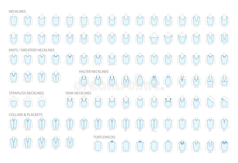 Set of Necklines Clothes - Collars, Plackets, Knits, Sweaters, Tops ... Set of Necklines Clothes - Collars, Plackets, Knits, Sweaters, Tops ...